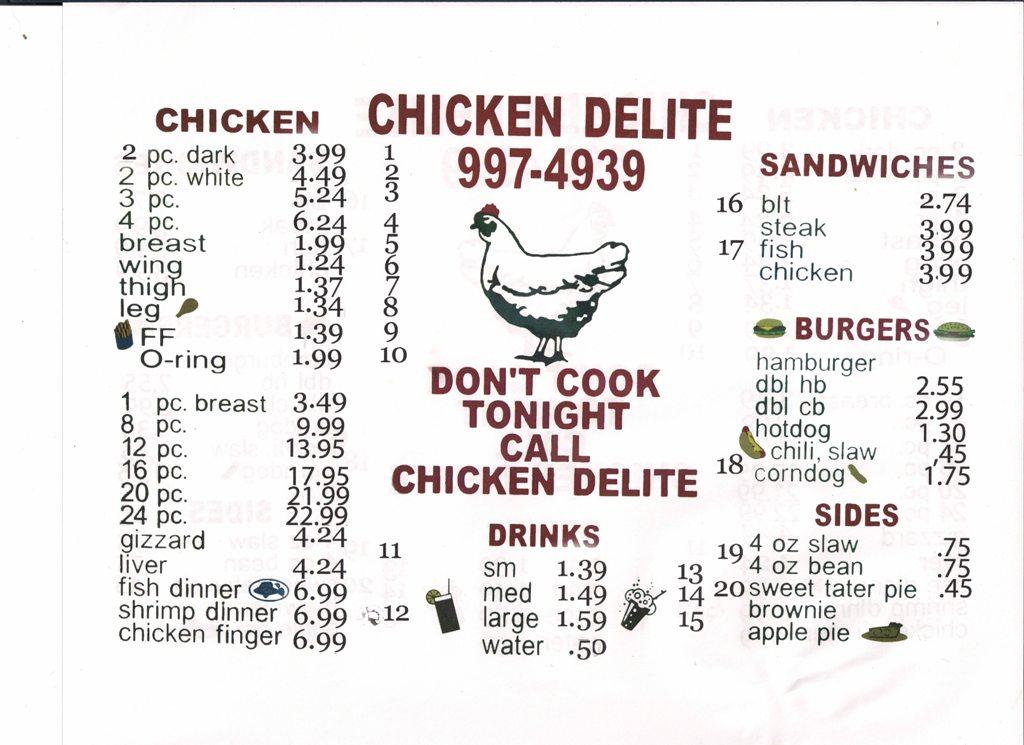 CD Web Menu from Chicken Delite in Monticello, FL 32344 | Restaurants
