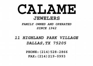 Map and Directions to Calame Jewelers in Dallas, TX 75205