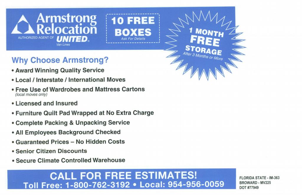 Armstrong Relocation, United Van Lines - Pompano Beach FL 33064 | 800 ...