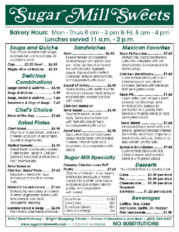 Map and Directions to Sugar Mill Sweets in Fort Walton Beach, FL 32547