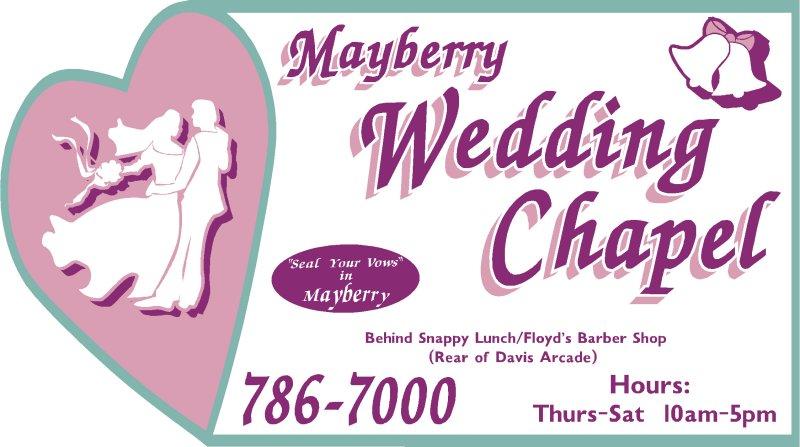 Map and Directions to Mayberry Wedding Chapel in Mount Airy, NC 27030
