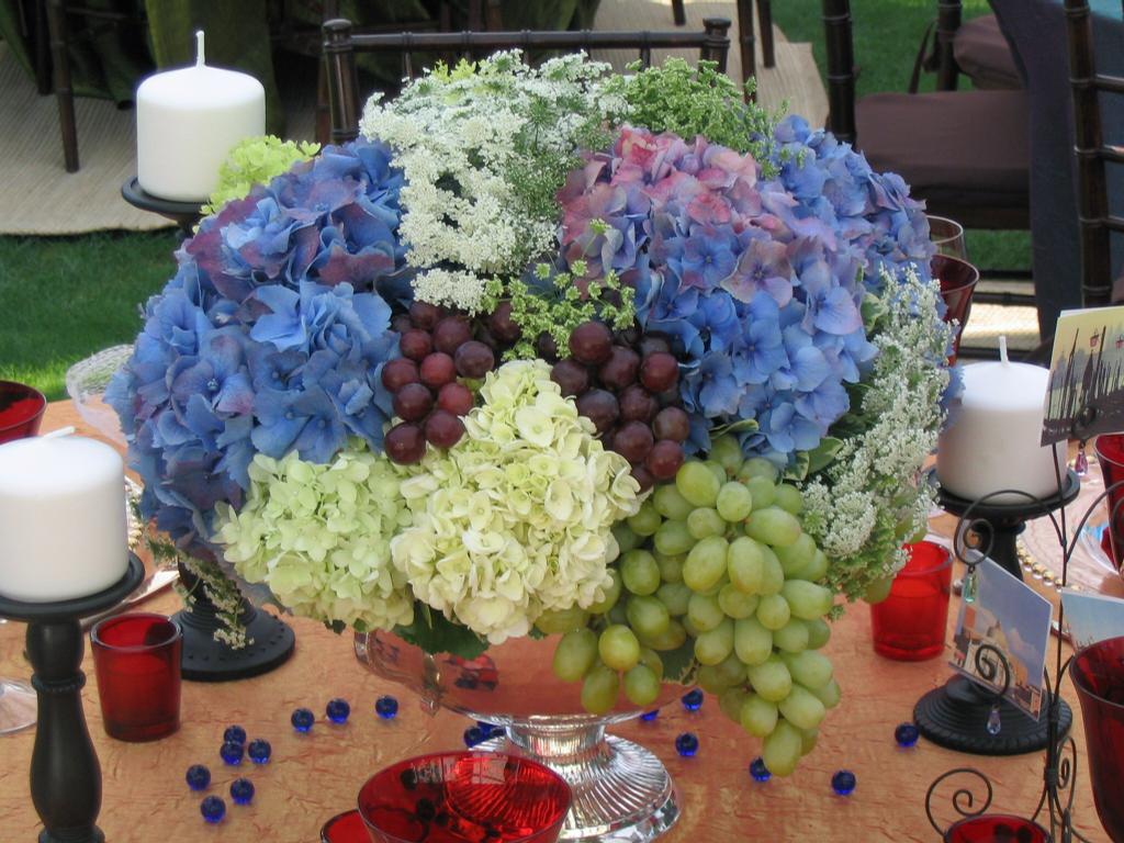Wag-Ed Centerpiece with grapes from Fiori Floral Design in Seattle, WA ...