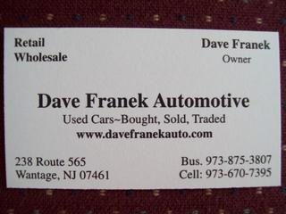 Map and Directions to Dave Franek Automotive in Sussex, NJ 07461