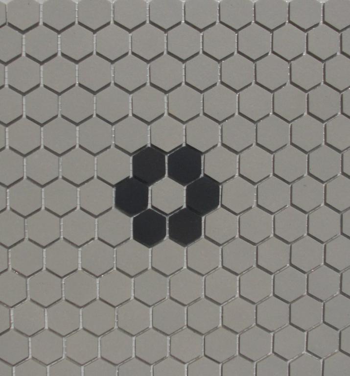 1 inch Hex White/Black Sunflower Unglazed Porcelain Mosaic Tile from ...