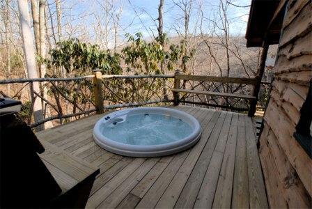 Great hot tub built into deck. Very private with a view. from Roughin ...