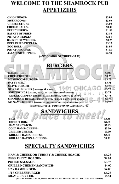 Map and Directions to Shamrock Pub in Dixon, IL 61021