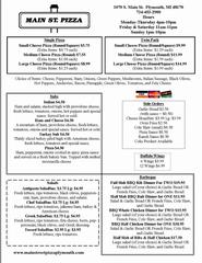 Main St Menu from Main Street Pizza in Plymouth, MI 48170 | Pizza